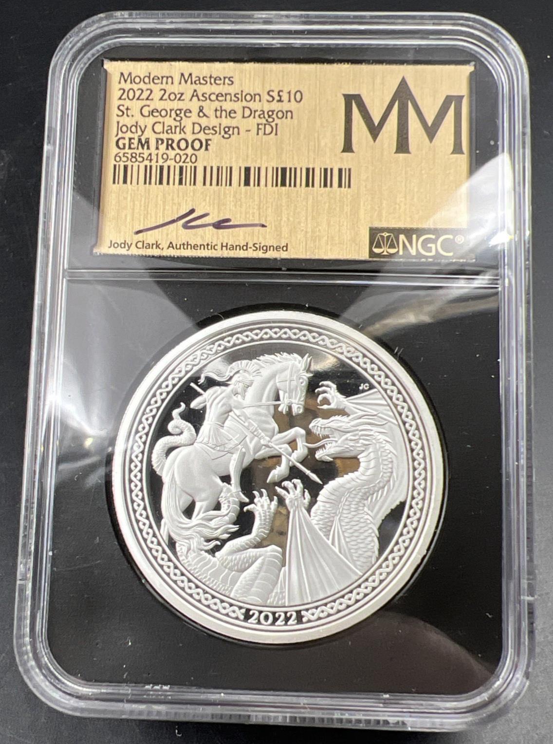 2022 2 oz Silver Ascension St. George & Dragon - Mercanti - NGC GEM Pr ...